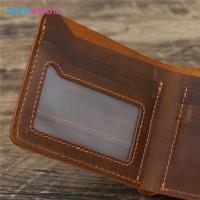China Genuine Leather Vintage Card Holder Clip Wallet Multifunction Minibook 11.5cm x 8.5cm for sale