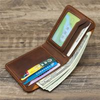China Genuine Leather Vintage Card Holder Clip Wallet Multifunction Minibook 11.5cm x 8.5cm for sale