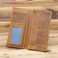 China Minibook Genuine Leather Card Holder Wallet RFID Blocking 11.5x9.5cm Custom Logo for sale