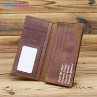 China Minibook Genuine Leather Card Holder Wallet RFID Blocking 11.5x9.5cm Custom Logo for sale
