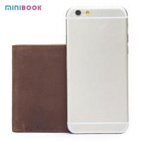 China Minibook Genuine Leather Card Holder Wallet RFID Blocking 11.5x9.5cm Custom Logo for sale