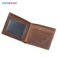 China Minibook Genuine Leather Card Holder Wallet RFID Blocking 11.5x9.5cm Custom Logo for sale