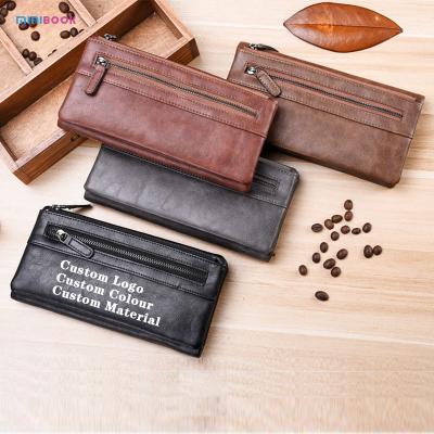 China Minibook Genuine Leather Long Wallet 19x9.5x3cm Anti-Loss Card Holder for Men Women for sale