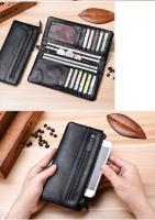 China Minibook Genuine Leather Long Wallet 19x9.5x3cm Anti-Loss Card Holder for Men Women for sale