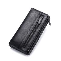 China Minibook Genuine Leather Long Wallet 19x9.5x3cm Anti-Loss Card Holder for Men Women for sale