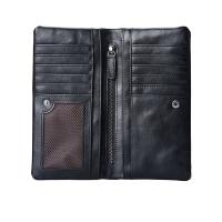 China Minibook Genuine Leather Long Wallet 19x9.5x3cm Anti-Loss Card Holder for Men Women for sale