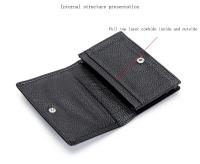 China Genuine Leather Men's Short Wallet 14cm x 10cm RFID Blocking Card Holder Driver License Wallet for sale