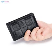 China Genuine Leather Men's Short Wallet 14cm x 10cm RFID Blocking Card Holder Driver License Wallet for sale