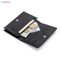 China Genuine Leather Men's Short Wallet 14cm x 10cm RFID Blocking Card Holder Driver License Wallet for sale