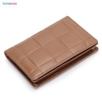 China Genuine Leather Men's Short Wallet 14cm x 10cm RFID Blocking Card Holder Driver License Wallet for sale