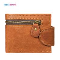 China Custom Logo Mens Genuine Leather Short Wallet RFID Blocking 12x2x9.5cm Multifunction Card Holder for sale