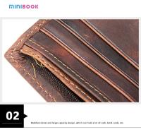 China Custom Logo Mens Genuine Leather Short Wallet RFID Blocking 12x2x9.5cm Multifunction Card Holder for sale