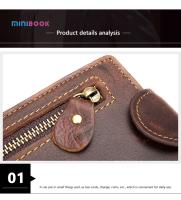 China Custom Logo Mens Genuine Leather Short Wallet RFID Blocking 12x2x9.5cm Multifunction Card Holder for sale