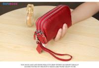 China Genuine Leather Long Wallet Minibook Ladies Three-Layer Mobile Phone Bag 17.5cm for sale
