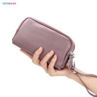 China Genuine Leather Long Wallet Minibook Ladies Three-Layer Mobile Phone Bag 17.5cm for sale