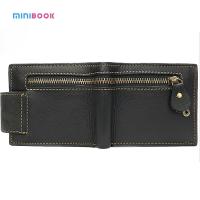 China Custom Logo Genuine Leather Short Men's Wallet with Zipper Closure 12x2x9.5cm for sale