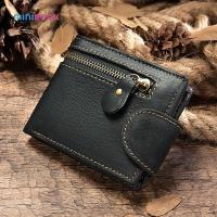 China Custom Logo Genuine Leather Short Men's Wallet with Zipper Closure 12x2x9.5cm for sale