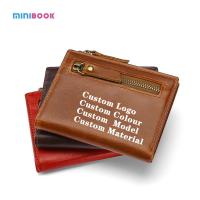 China Minibook Genuine Leather RFID Anti-Theft Wallet 14x10x3cm Custom Logo Men for sale