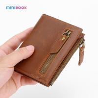 China Minibook Genuine Leather RFID Anti-Theft Wallet 14x10x3cm Custom Logo Men for sale