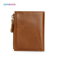 China Minibook Genuine Leather RFID Anti-Theft Wallet 14x10x3cm Custom Logo Men for sale