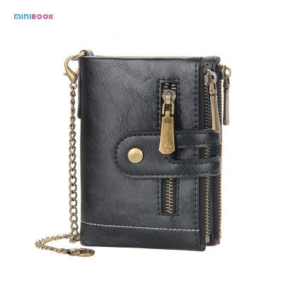 China Minibook Fashion Men's Credit Card Coin Bag Short Wallet 13x10x3cm Custom Logo PU Leather for sale
