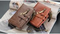 China Minibook Fashion Men's Credit Card Coin Bag Short Wallet 13x10x3cm Custom Logo PU Leather for sale