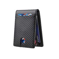 China Custom Logo Genuine Leather Credit Card Holder Wallet for Men Short Wallet 3 Slot for sale