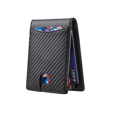 China Custom Logo Genuine Leather Credit Card Holder Wallet for Men Short Wallet 3 Slot for sale