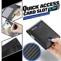 China Custom Logo Genuine Leather Credit Card Holder Wallet for Men Short Wallet 3 Slot for sale