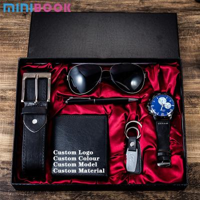 China Minibook Unisex PU Leather Gift Set with Sunglasses Watch Wallet Pen Belt Key Chains 26cm Flip Organizer for sale