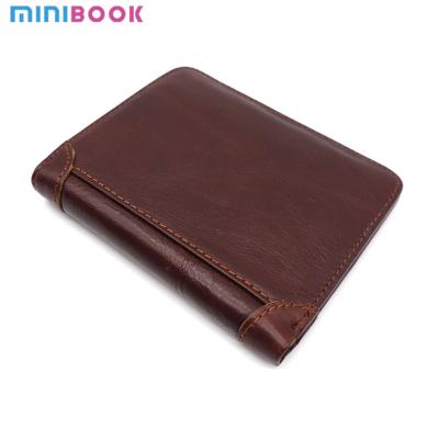 China Extra Capacity Genuine Leather Men's Short Wallet RFID Blocking Trifold Bifold 8 Card Slots for sale