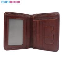 China Extra Capacity Genuine Leather Men's Short Wallet RFID Blocking Trifold Bifold 8 Card Slots for sale