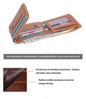 China Men's Genuine Leather Trifold RFID Blocking Zipper Coin Card Purse 8 Card Slots for sale