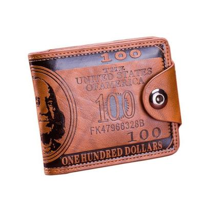China Pu Leather Short Wallet for Men Fashion Letter Decoration Snap Button Design 3pcs MOQ for sale