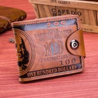 China Pu Leather Short Wallet for Men Fashion Letter Decoration Snap Button Design 3pcs MOQ for sale