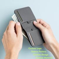 China Men's Genuine Leather Bifold Wallet with RFID Protection Minimalist Credit Card Holder 3 Slot for sale