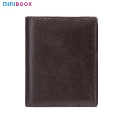 China Genuine Leather Men's Business Card Holder Wallet RFID Blocking 12cm x 10cm for sale