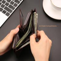 China Genuine Leather Men's Business Card Holder Wallet RFID Blocking 12cm x 10cm for sale