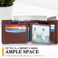 China PU Leather Men's Short Wallet RFID Blocking Card Holder Coin Purse 12cm x 10cm for sale