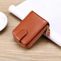China Custom Logo Pebble Leather RFID Blocking Card Case for Men Women 2 Slot for sale