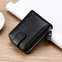 China Custom Logo Pebble Leather RFID Blocking Card Case for Men Women 2 Slot for sale