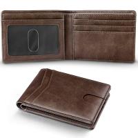 China Men's Crazy Horse Leather Multi-card Bank Card Holder with RFID Protection Zipper Wallet for sale