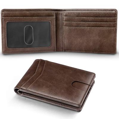 China Men's Crazy Horse Leather Multi-card Bank Card Holder with RFID Protection Zipper Wallet for sale