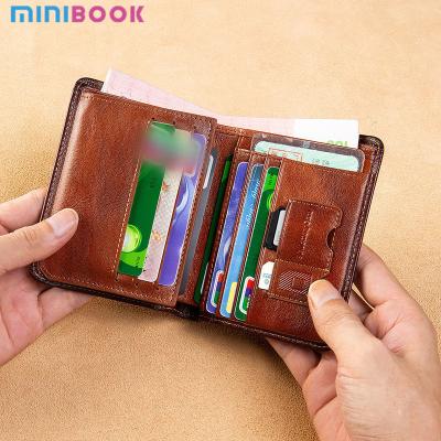 China Anti-theft Short Wallet Men Genuine Leather Animal Print Multiple Card Slots RFID Blocking for sale