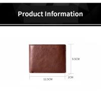 China Customized Men's Slim Genuine Leather RFID Wallet Short Purse Open Closure for sale