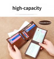 China Customized Men's Slim Genuine Leather RFID Wallet Short Purse Open Closure for sale