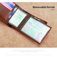 China Customized Men's Slim Genuine Leather RFID Wallet Short Purse Open Closure for sale