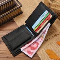 China Men's Short Credit Card Holder Coin Purse Three Fold Zipper PU Leather Wallet 8 Slots for sale
