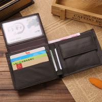 China Men's Short Credit Card Holder Coin Purse Three Fold Zipper PU Leather Wallet 8 Slots for sale