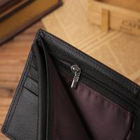 China Men's Short Credit Card Holder Coin Purse Three Fold Zipper PU Leather Wallet 8 Slots for sale